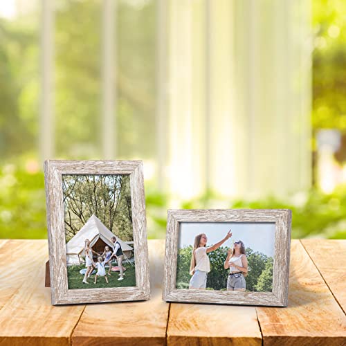 Lyeasw Rustic 4x6 Picture Frame Set of 12, Multi Woodgrain Farmhouse Photo Frames for Wall or Tabletop, Beige