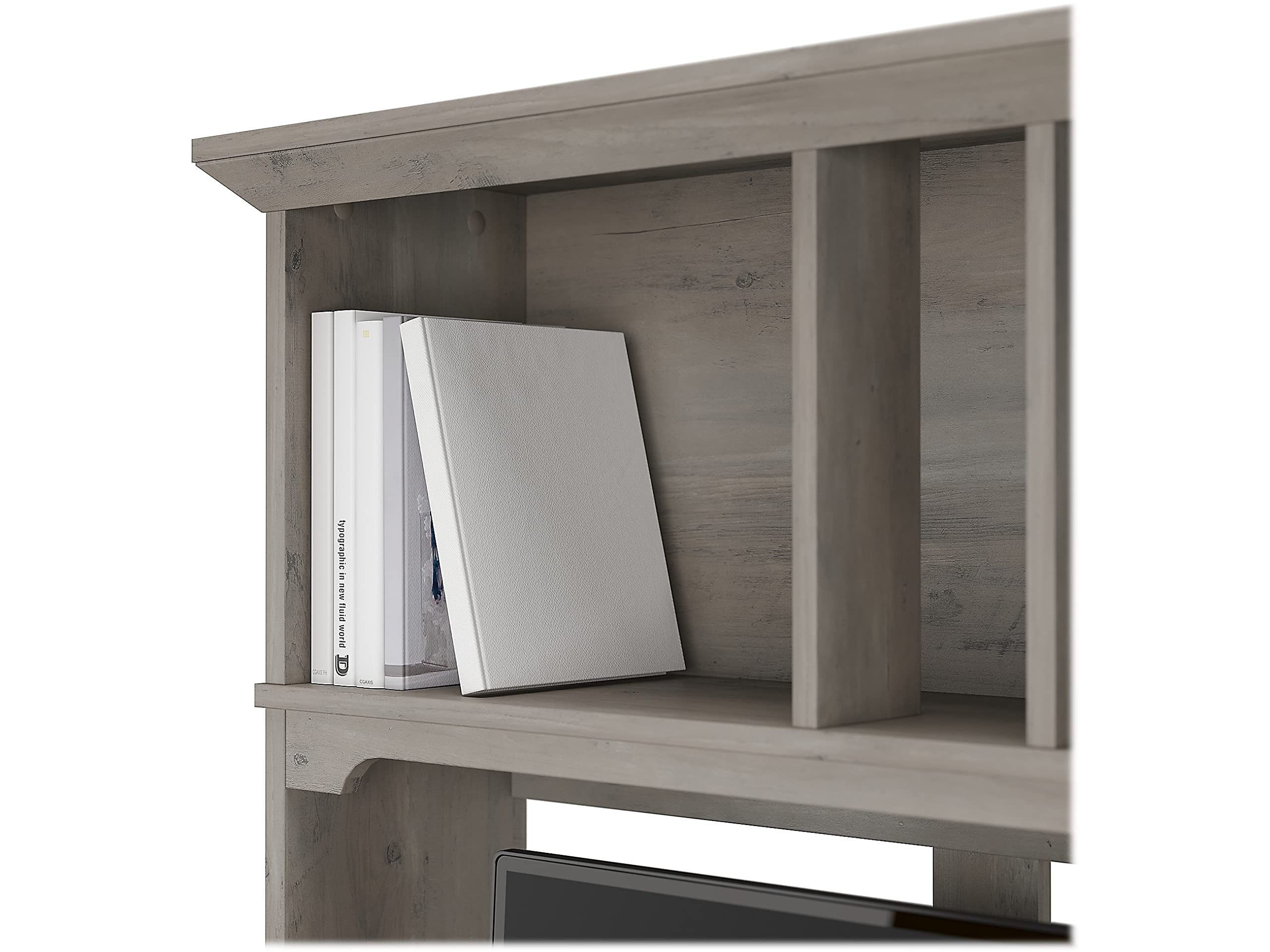 Bush Furniture Salinas Hutch, Desk Attachment with Shelf Storage for Home Office, 60W, Driftwood Gray