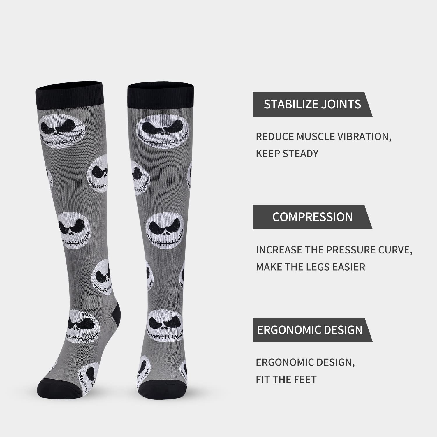 Christmas Halloween Skull Compression Socks - Women & Men Circulation - Best for Running Athletic Hiking Cycling Physical Workers
