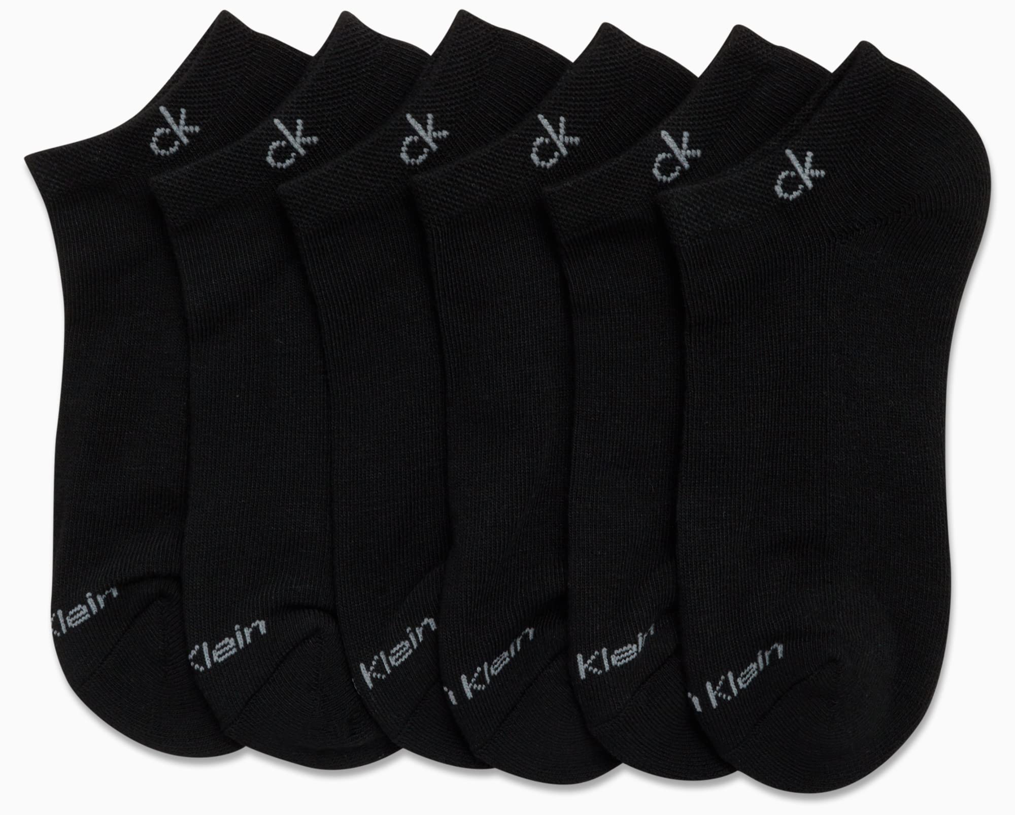 Calvin Klein Women's Athletic Socks - Cushion No Show Socks (6 Pack), Size 4-10, Black