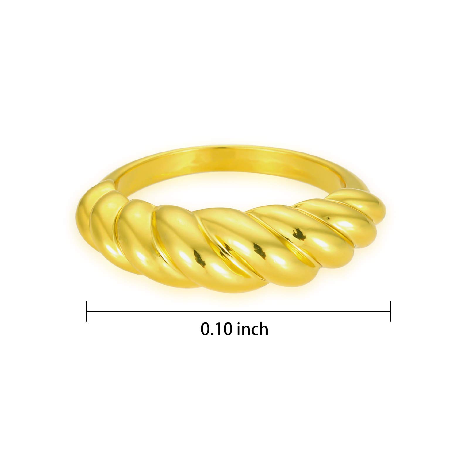 Chunky Dome Ring - 18 K Gold Plated Croissant Braided Twisted Personalized Stacking Ladies Ring (Size 6-10) With Box