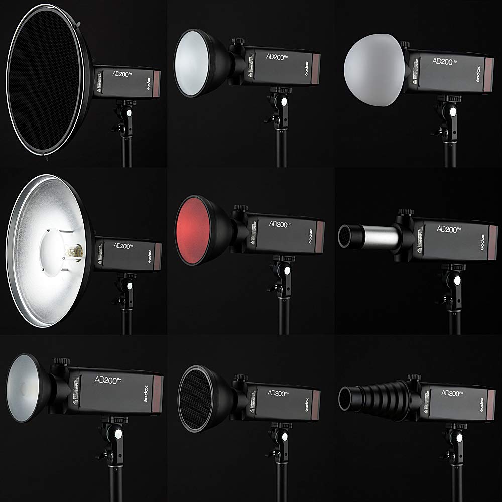 GODOX AD200 Pro AD200Pro 200Ws 2.4G Flash Strobe, Speedlight 1/8000s HSS, 500 Full Power Flashes, 0.01-1.8s Recycling, 2900mAh Battery, Bare Bulb/Speedlite Fresnel Flash Head, Pocket Flash Monolight