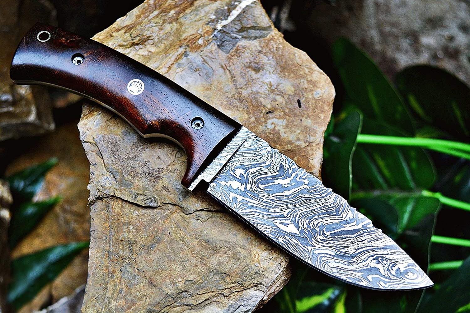 BIGCAT ROAR Handmade Hunting Knife - Bushcraft Full Tang Fixed Blade Hunting Knife with Sheath and Micarta Handle - 9″ Outdoor Knife - Black Panther