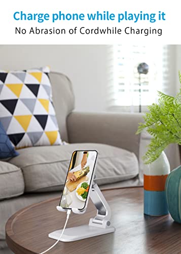 Foldable & Portable Cell Phone Stand with Silicon Pad,Adjustable Angle Height Tablet Desktop Holder Compatible with iPhone 14 Pro Max,Samsung Galaxy S20 and Other 4-8'' Smartphone
