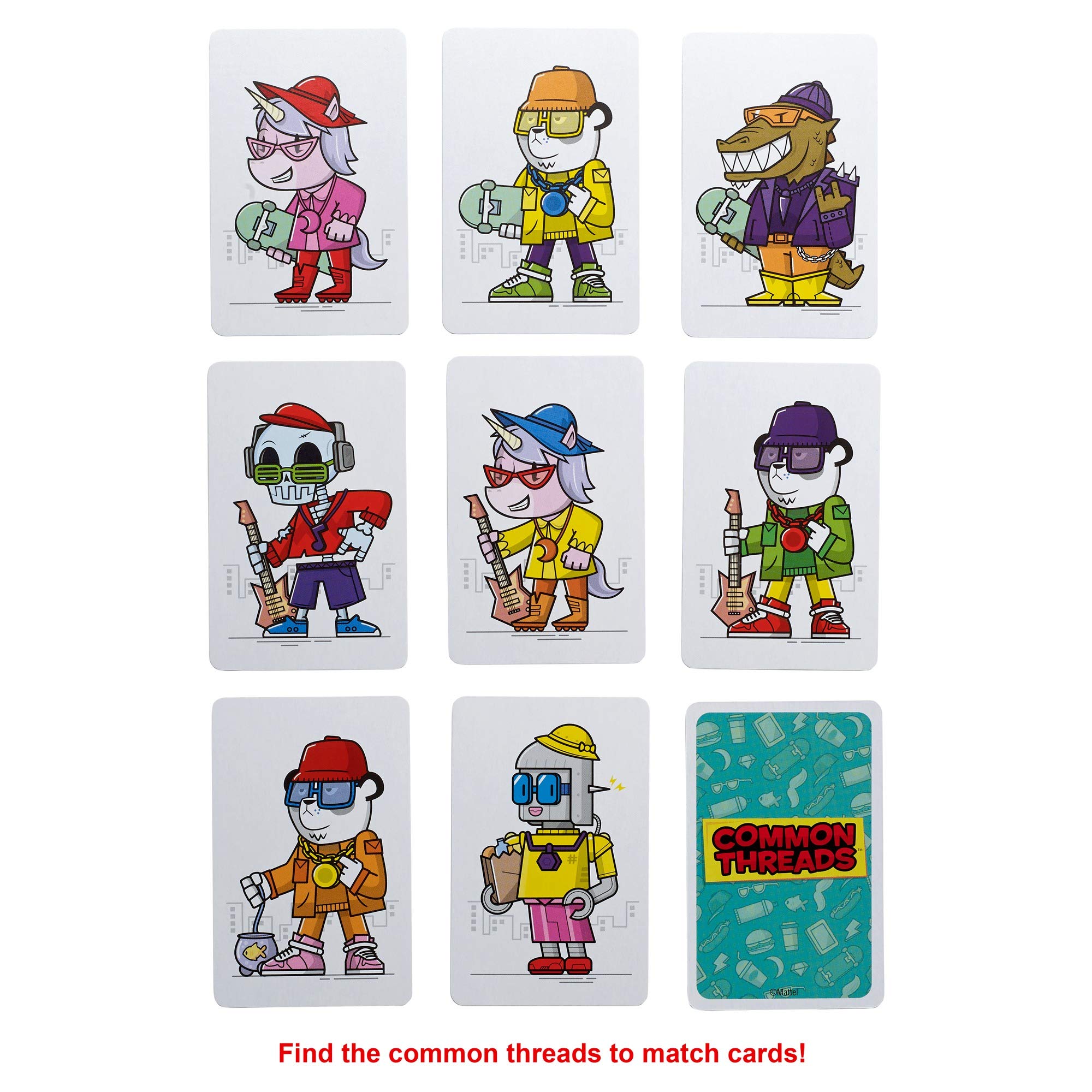 Mattel Games Common Threads 4-in-1 Family Card Game, Matching Game for 7 Year Olds and Up, Multi (GMK70)