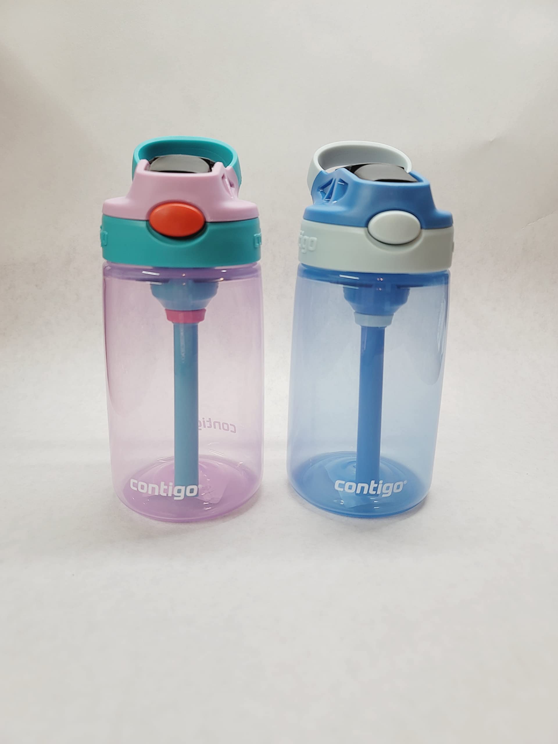 Contigo Kids Autospout Water Bottle, 2 Pack - Plastic, 14oz - Leak and Spill Proof Bottles, Ideal for Travel and Activities, Easy-Clean - Cotton Candy/Grape Sorbet
