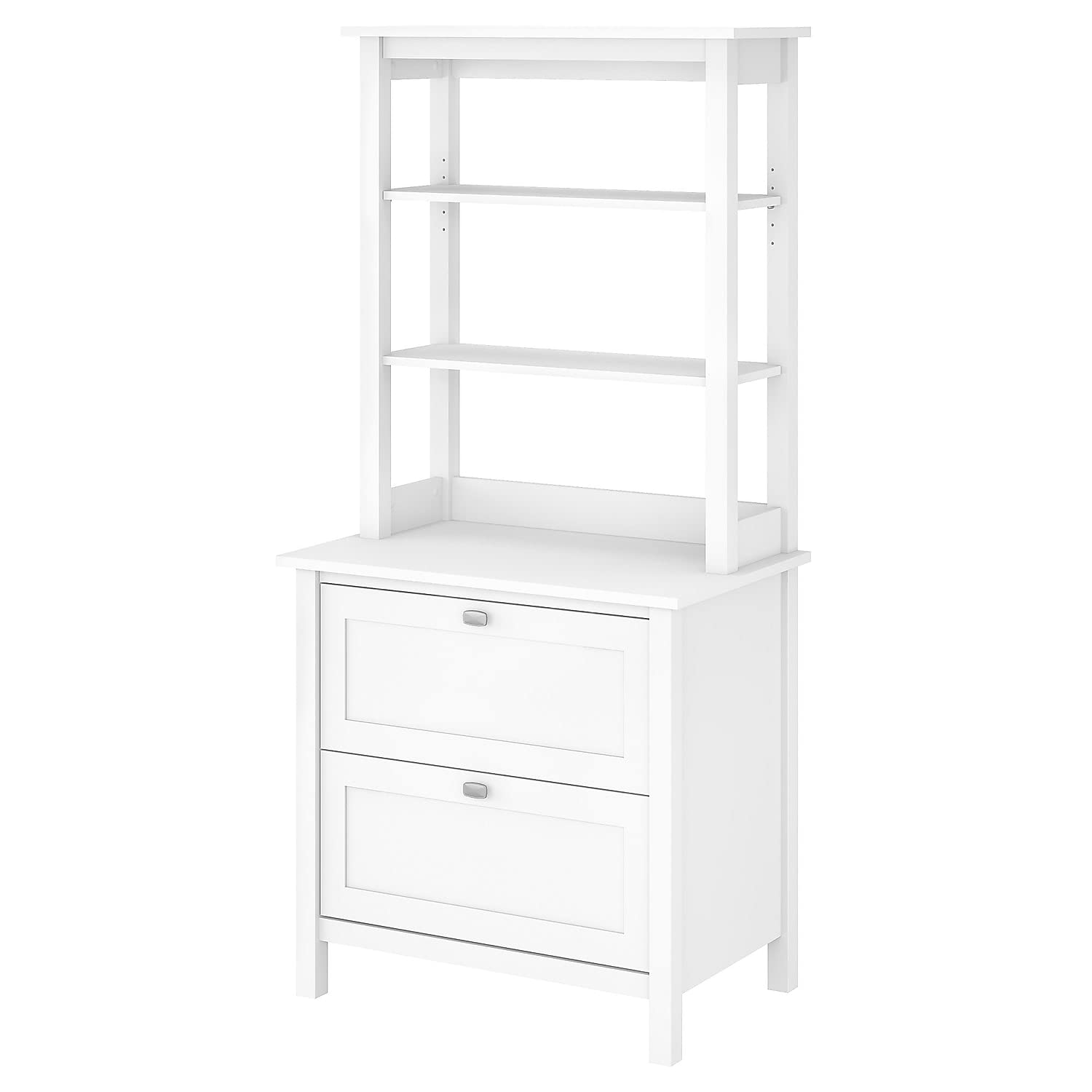 Bush Furniture Broadview Bookcase with Drawers, 20D, Pure White