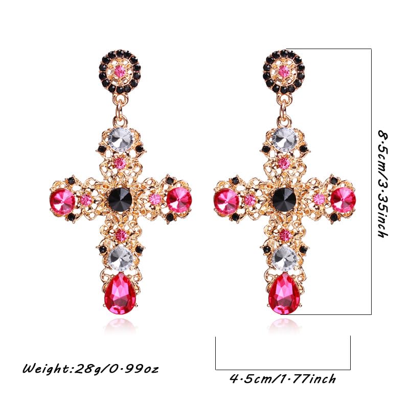 Big Black Cross Earrings for Women Black Cross Dangle Earrings First Communion Gifts Baptism Confirmation Catholic Christian Gifts