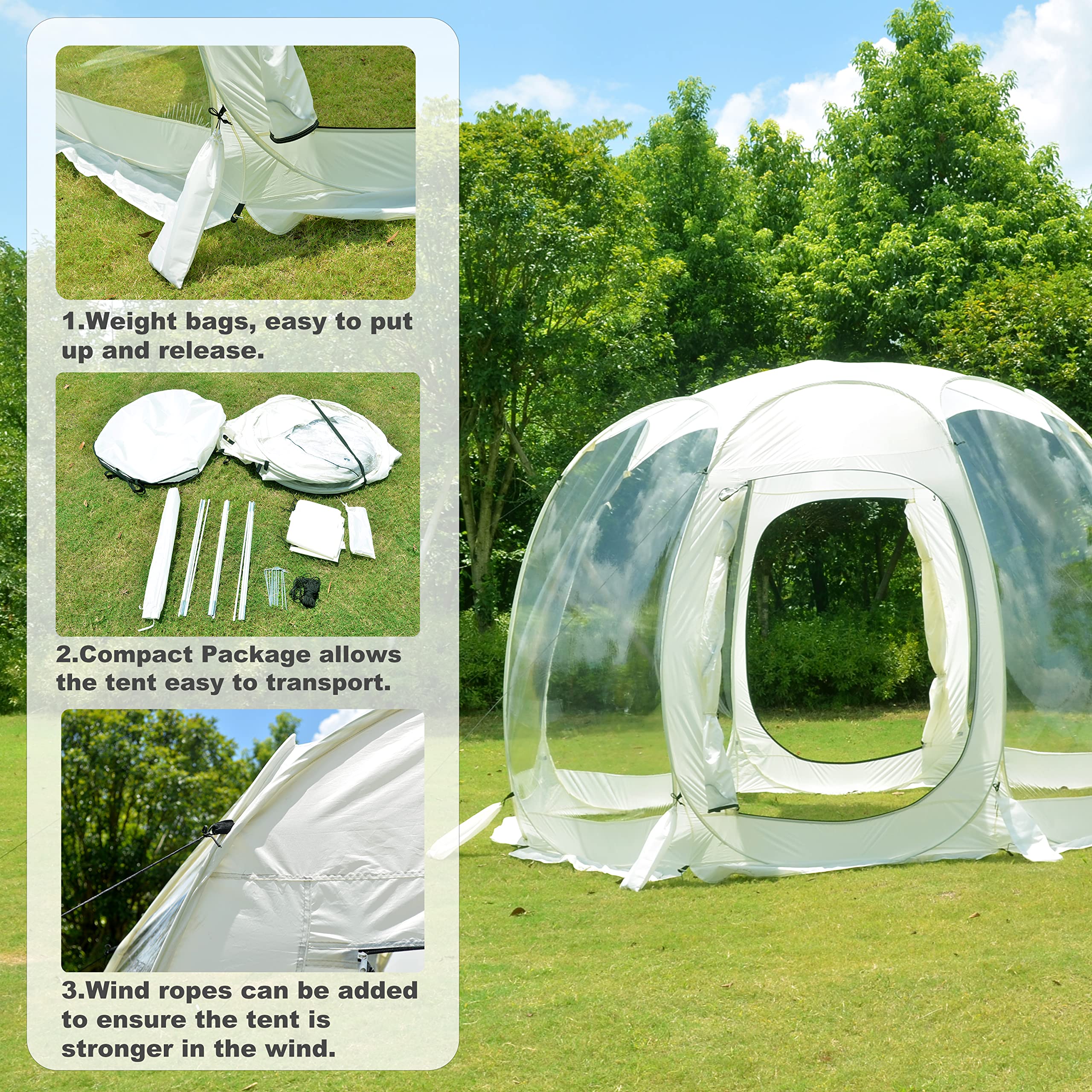 Bubble Tent Screen House Room Outdoor Camping Tent Canopy Gazebos Instant Pop Up Tent Waterproof (12×12×8 inch 8 Panel)