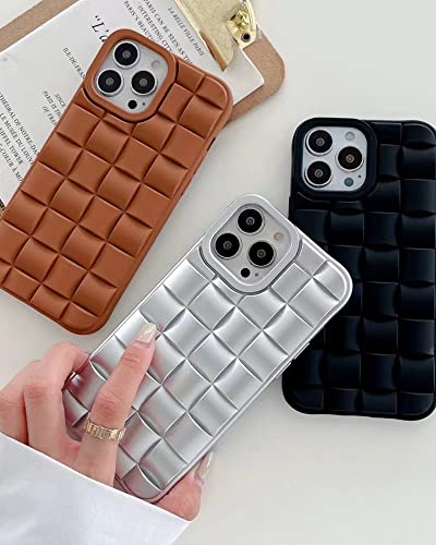 Ginkgonut Compatible with iPhone 13 Pro Max Case for Women/Girls, Cute 3D Laid Desgin Soft Silicone Shockproof Raised Bumper Corners Case for iPhone 13 Pro Max(Silver)