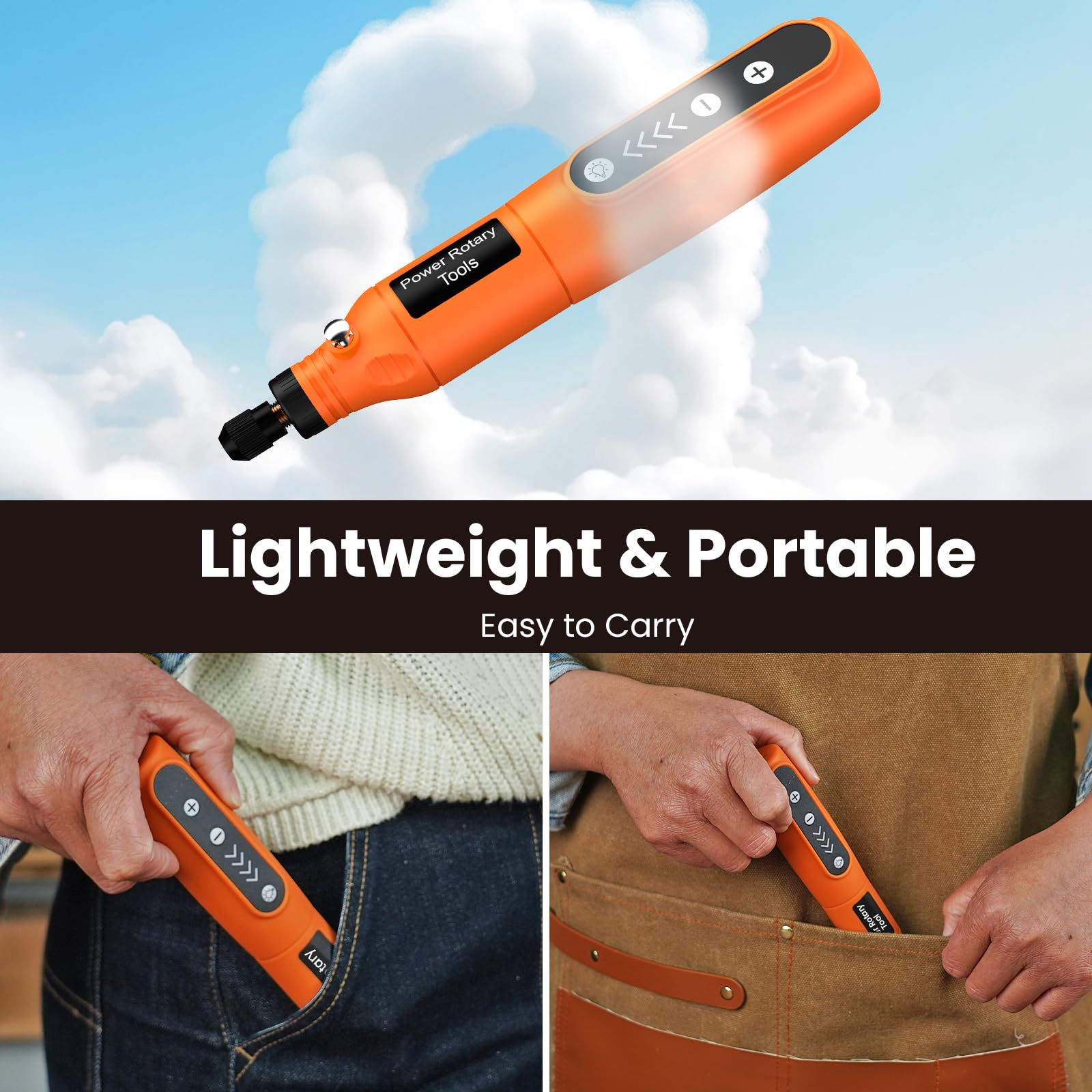 Mini Power Rotary Tool, 3.7V Cordless USB Charging Rotary Tool,5-Speed Portable Power Rotary Tool with 61 Accessories for Small Projects and Precision Work Sanding, Polishing, Engraving, DIY Crafts