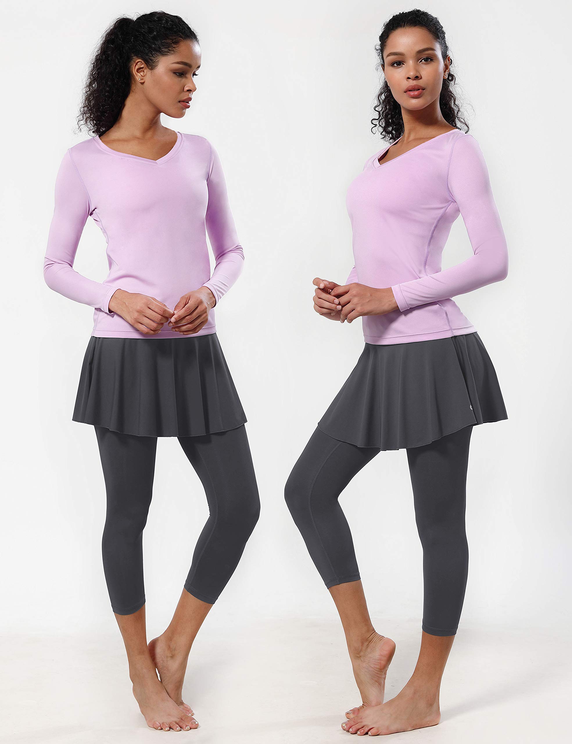 BUBBLELIME 5"/19"/26" XXS-XL Women's UPF 50+ Adjustable Running Skort - Pleated Skort Capris_Gray Small-19 Inseam(2)