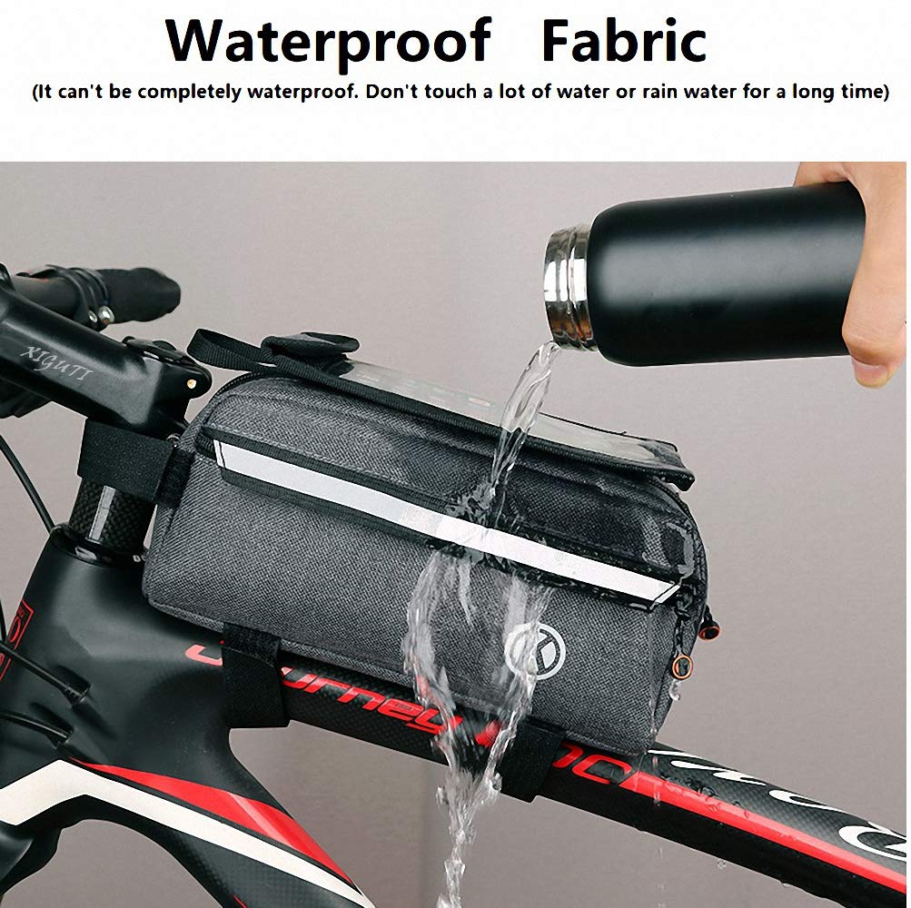 Bike Front Frame Bag for Mountain Bicycle,Bicycle Cell Phone Holder for GPS for Phone,Bicycle Handlebar Touch Screen Bag,Bicycle Large Accessories Bags