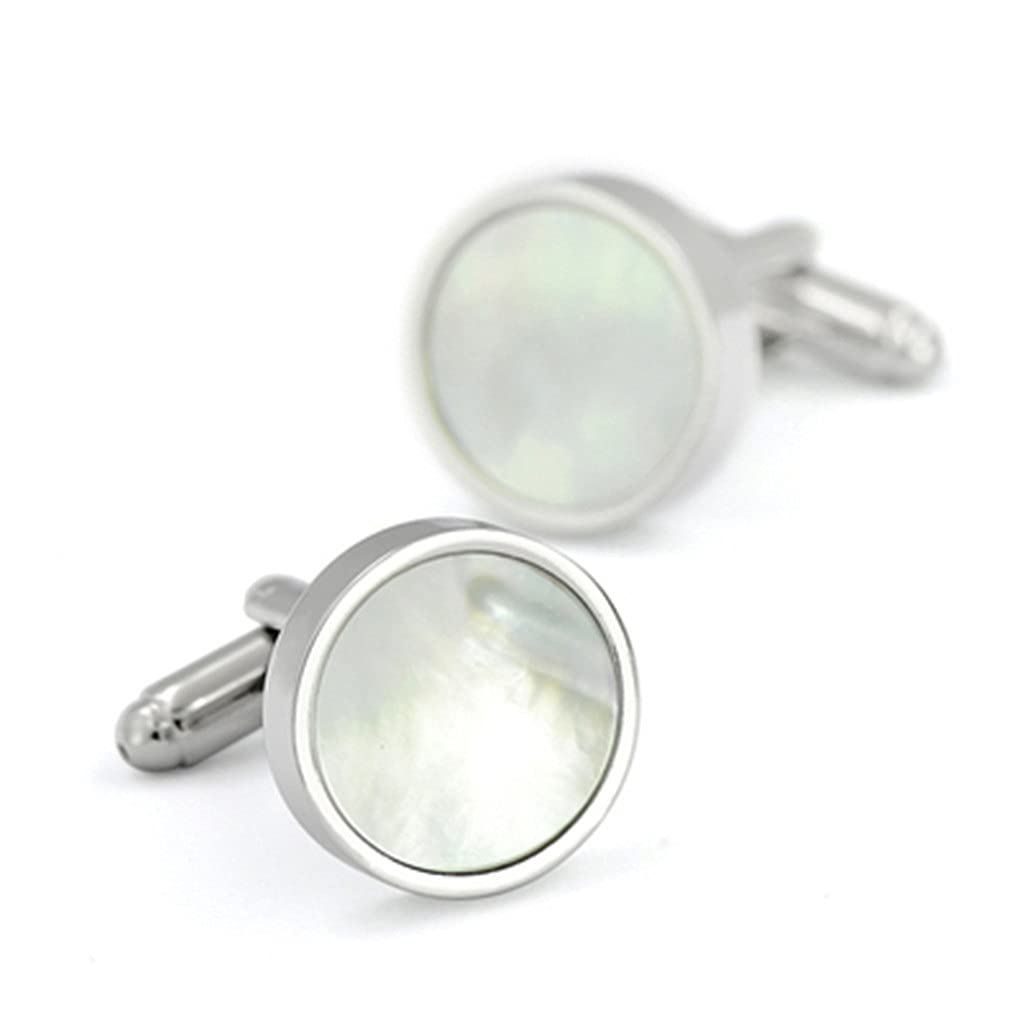 Classic White-Color Sea Shell Copper Men's Cuff Link Party Wedding Suit Shirt Cufflinks Individual Elegance (Color : Silver, Size : As Shown) (Silver As Shown)