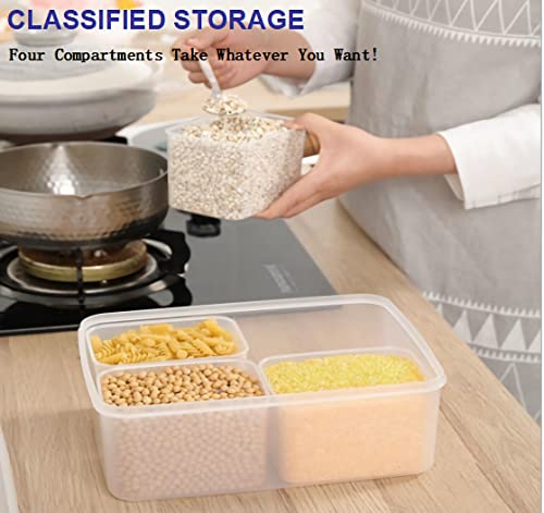 KNC Food Storage Containers with Lids Airtight,Reusable Fresh Produce Fruit Storage Organizer, Refrigerator Food Fresh Box with 4 detachable small boxes for Storing Fish, Meat, Vegetables,Grain
