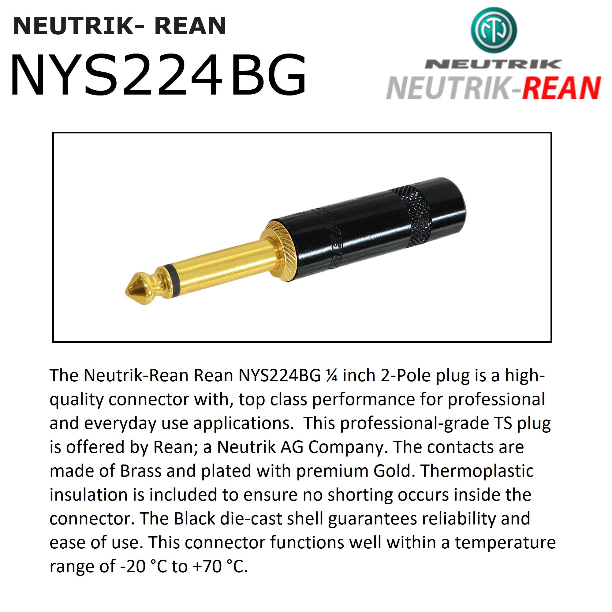 WORLDS BEST CABLES 2 Units - 2 Foot -Pedal, Effects, Patch, Guitar Instrument Cable Custom Made Made Using Mogami 2319 Wire and Neutrik-Rean NYS224BG Gold ¼ inch (6.35mm) TS Plugs