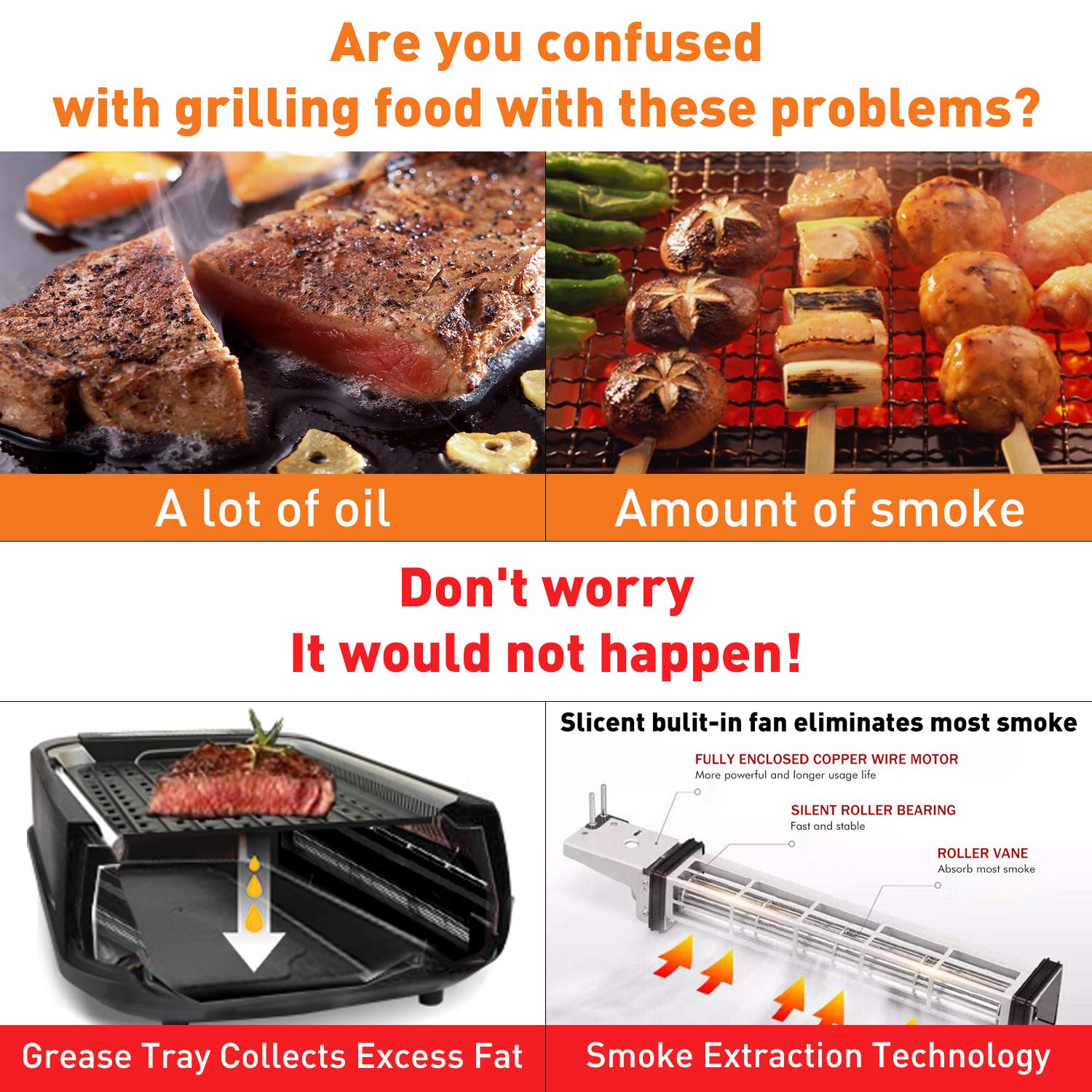 Indoor Smokeless Grill, Techwood 1500W Electric Indoor Grill with Tempered Glass Lid, Portable Non-stick BBQ Korean Grill, Turbo Smoke Extractor Technology, Drip Tray& Double Removable Plate, Black