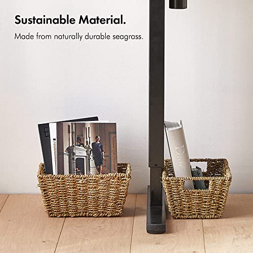 VonHaus Set of 4 Seagrass Storage Baskets with Insert Handles Ideal for Home and Bathroom Organization - 12(L) x 9(W) x 6(H) inches