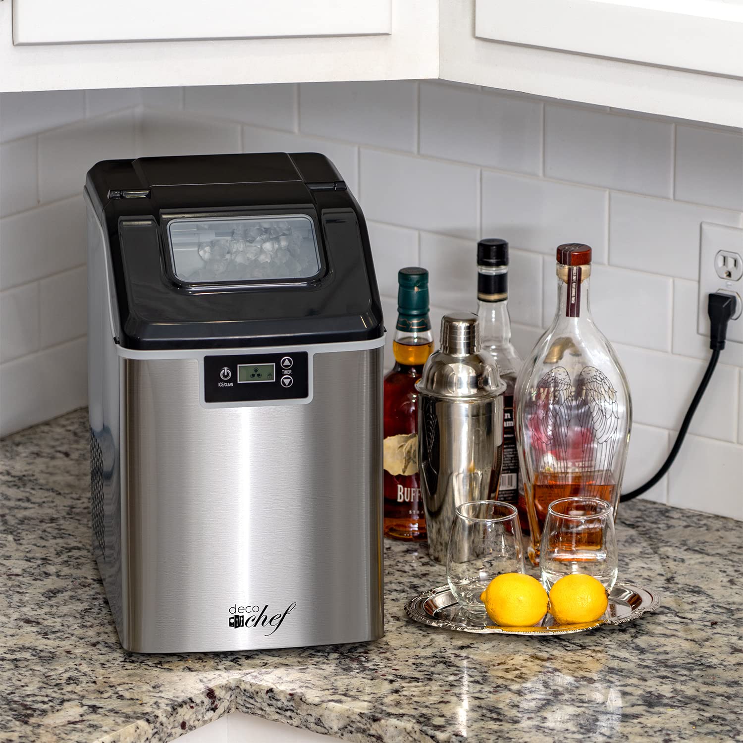 Deco Chef 44LB Countertop Nugget Ice Maker with 2.6LB Auto-Renew Basket and Automatic Cleaning, 1.8LB per Hour, First Batch in 10 Minutes, Stainless Steel