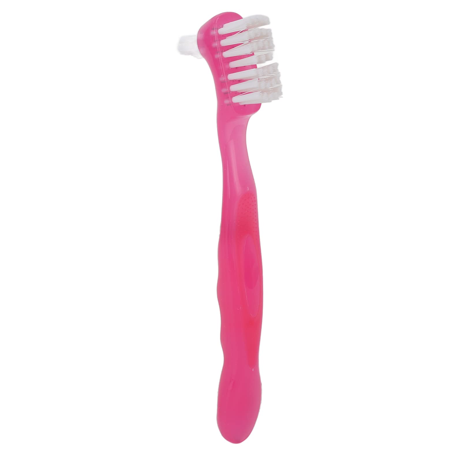 CHICIRIS Denture Toothbrush, Safe Ergonomic Plaque Removal Soft Hair False Teeth Brush Professional Double Sided for Home Travel (Pink)