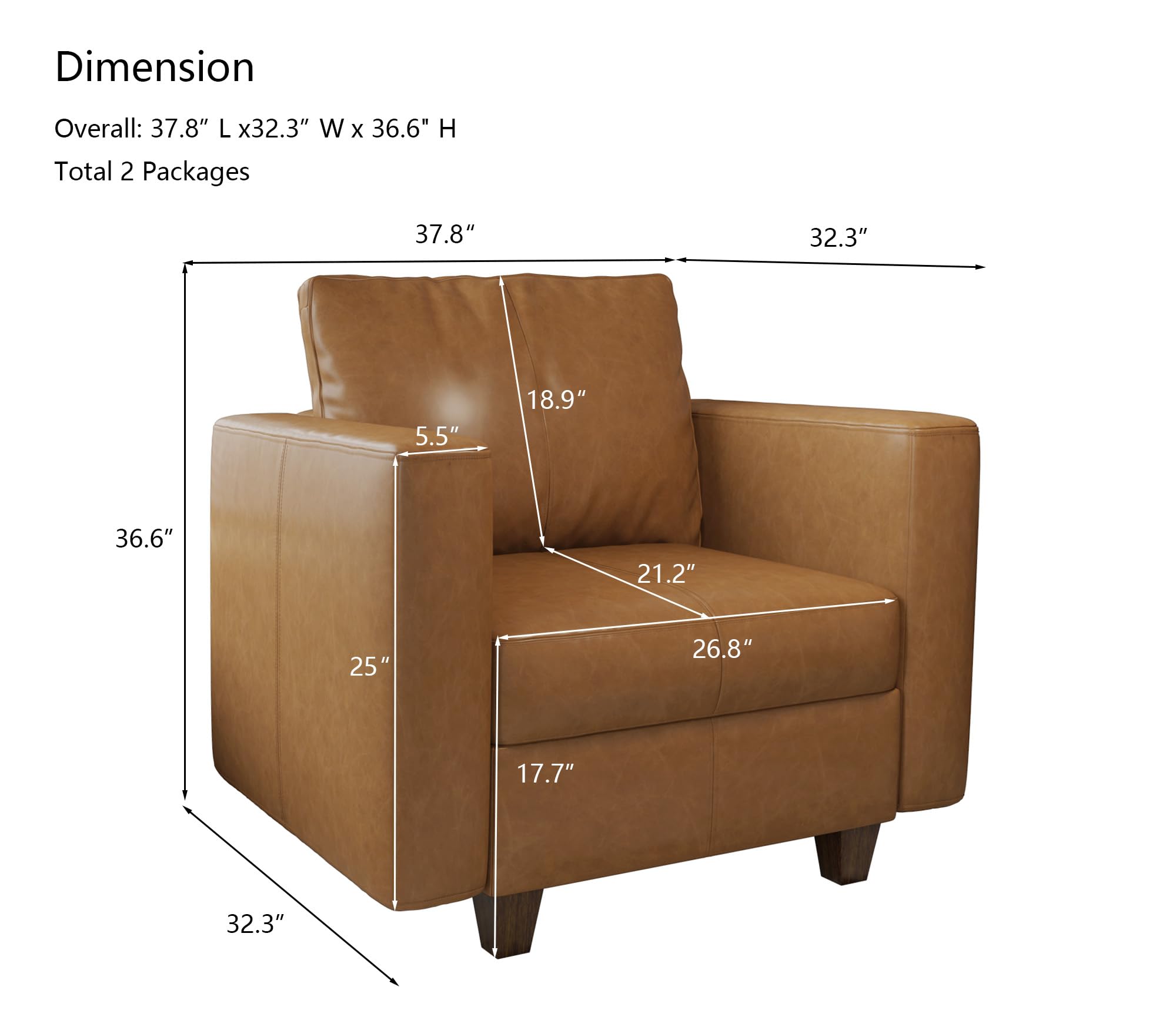 EASE MOOSE Modular Sectional Accent Chair with Storage Seat, Faux Leather Armchair Modern Single Sofa Club Chair for Living Room