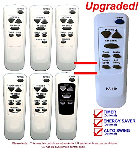 HA-410 Replacement for GE Air Conditioner Remote Control 6711A20056F Works for AGQ14AA AGQ14AAG1 AGQ14AJ AGQ14AJG1 AGQ18AJ AGQ18AJG1 AGQ18DJ AGQ18DJG1 AGW24DA AGW24DAG1