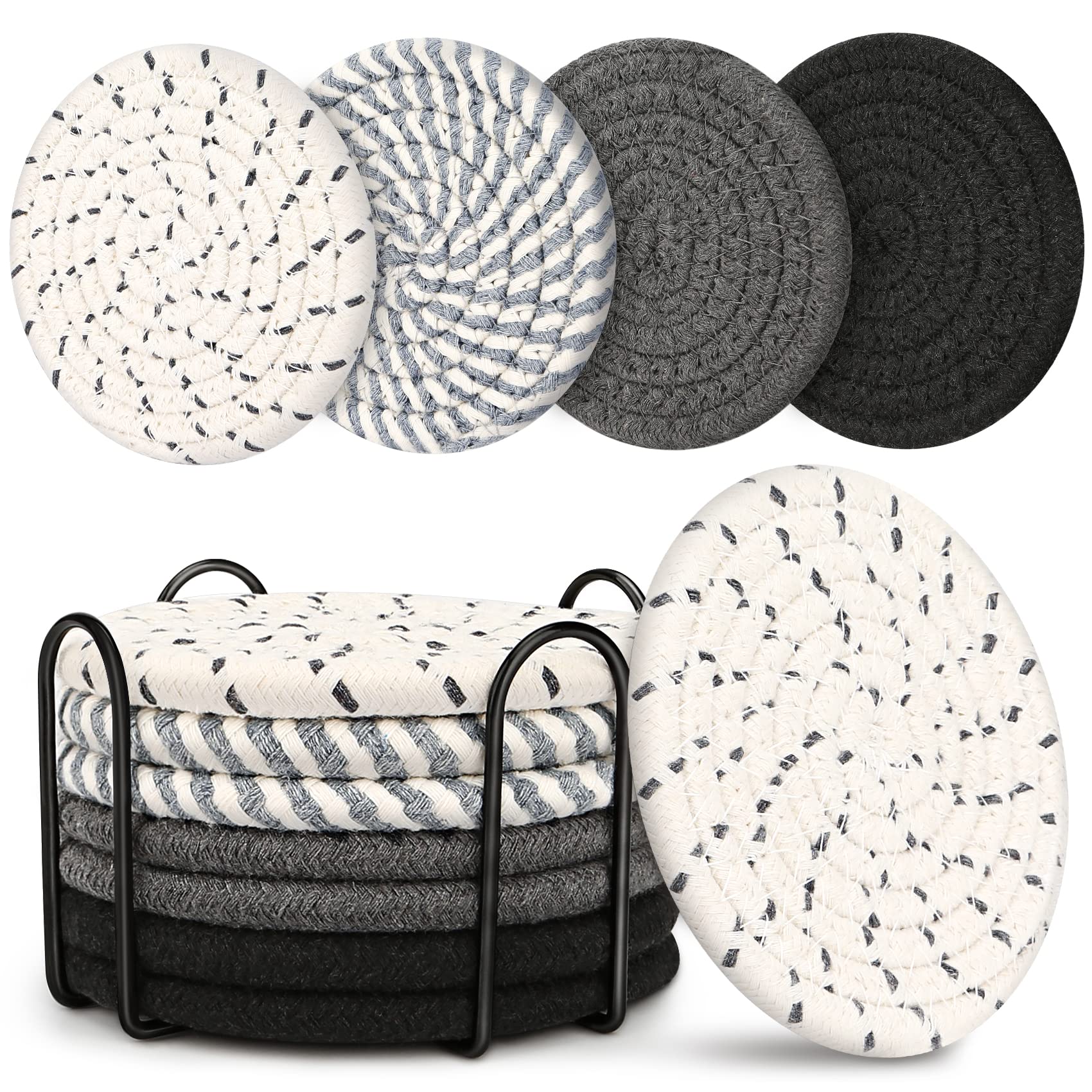 Coasters for Drinks, Coasters for Coffee Table, 8 Pack Coaster, Coasters for Drinks Absorbent, Boho Coasters, Coaster Set 4 - Color Cup Coasters, Coasters for Wooden Table, Living Room Decor