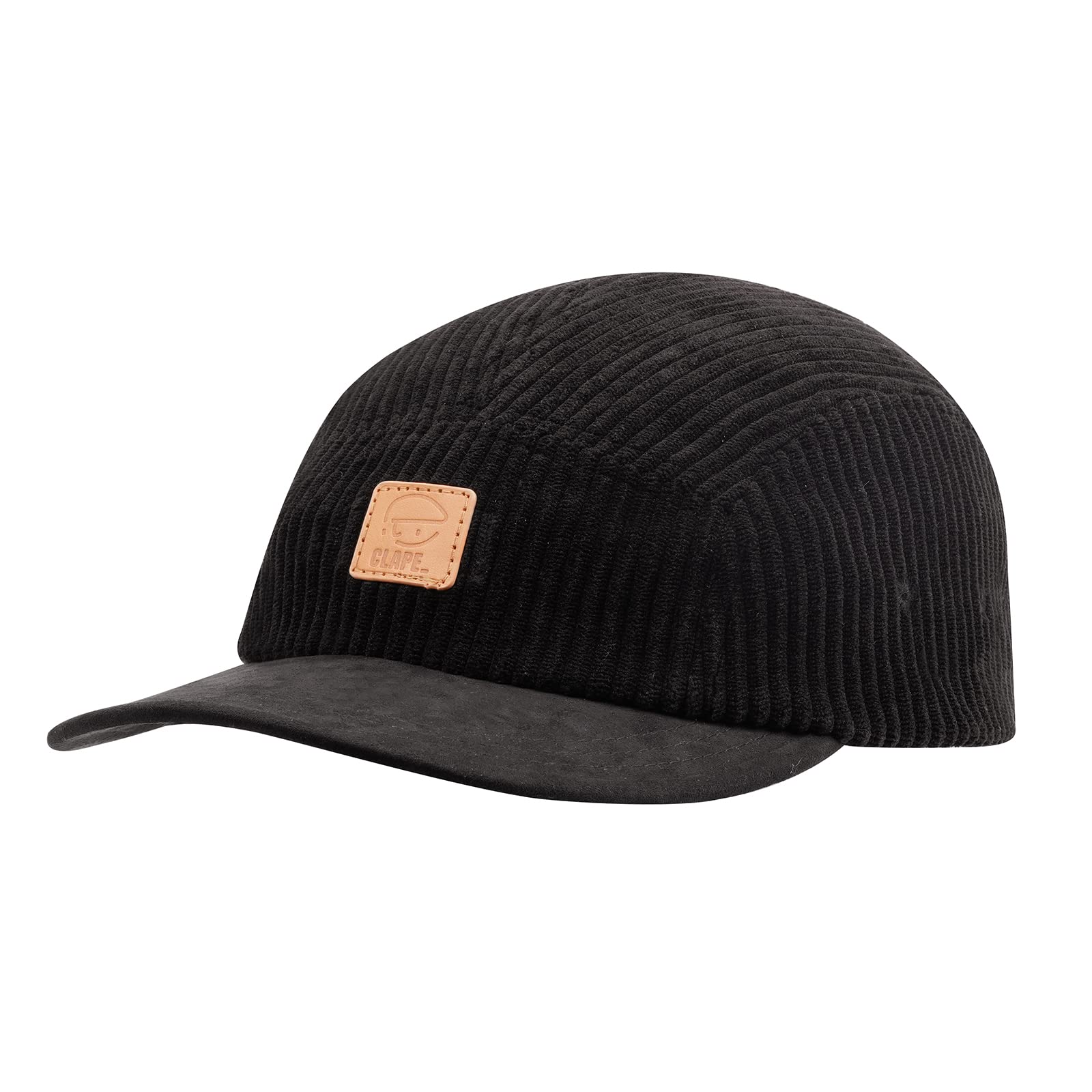 Clakllie Corduroy Baseball Cap Snapback 5 Panel Hat Solid Colors Trucker Dad Hat Stylish Biker Board Caps Sun Hat,Balck