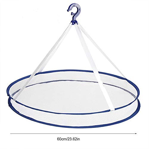 Folding Mesh Clothes Drying Rack Hanging Clothes Laundry Sweater Basket Dryer Net Single Layer Washing Basket with Anti-Wind Hook