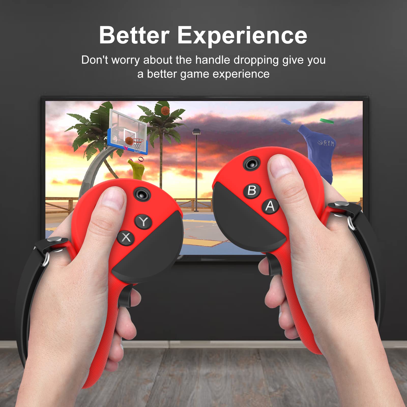 Controller Grips Cover Compatible with Oculus Meta Quest Pro Accessories, Silicone Anti-Slip Case Shell Protector for Quest Pro (Red)
