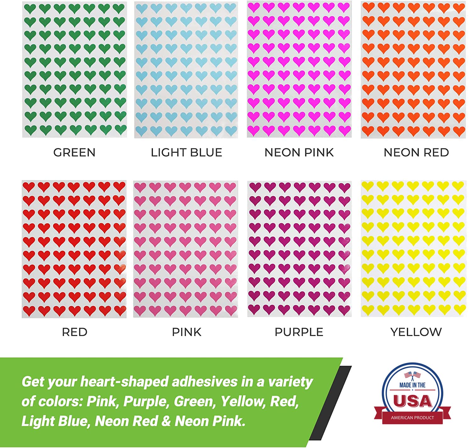 Royal Green Small Heart Stickers - Scrapbooking Stickers, Packaging Stickers, Arts & Crafts Decorative Sticker Labels for Scrapbooks & More - 0.5 inch, 350-Pack (Red)