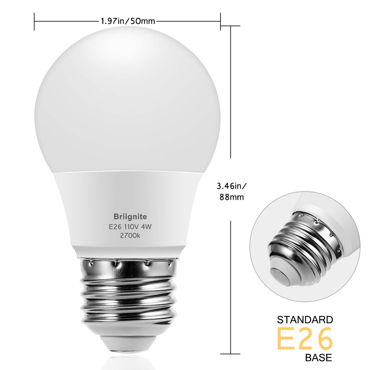 Briignite LED A15 Bulb, 25 Watts LED Globe Light Bulbs Equivalent, 4W LED Lights Bulb Soft White 2700K, E26 Medium Screw Base 320 Lumens A15 shape Decorative Edison Home Lighting (Pack of 4)
