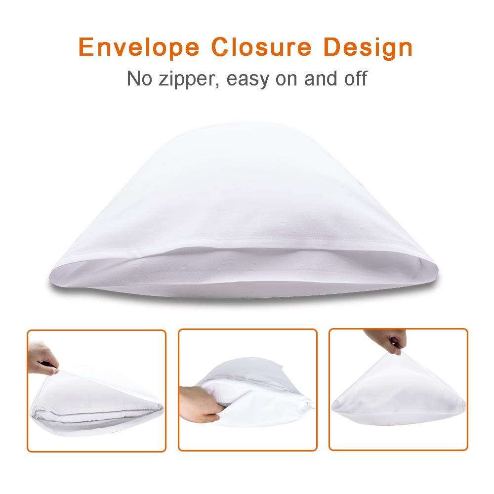 Brushed Microfiber Toddler Pillow Cases 14 x 20, Soft and Cozy Travel Pillowcase, Envelope Closure, White (Pack of 4)