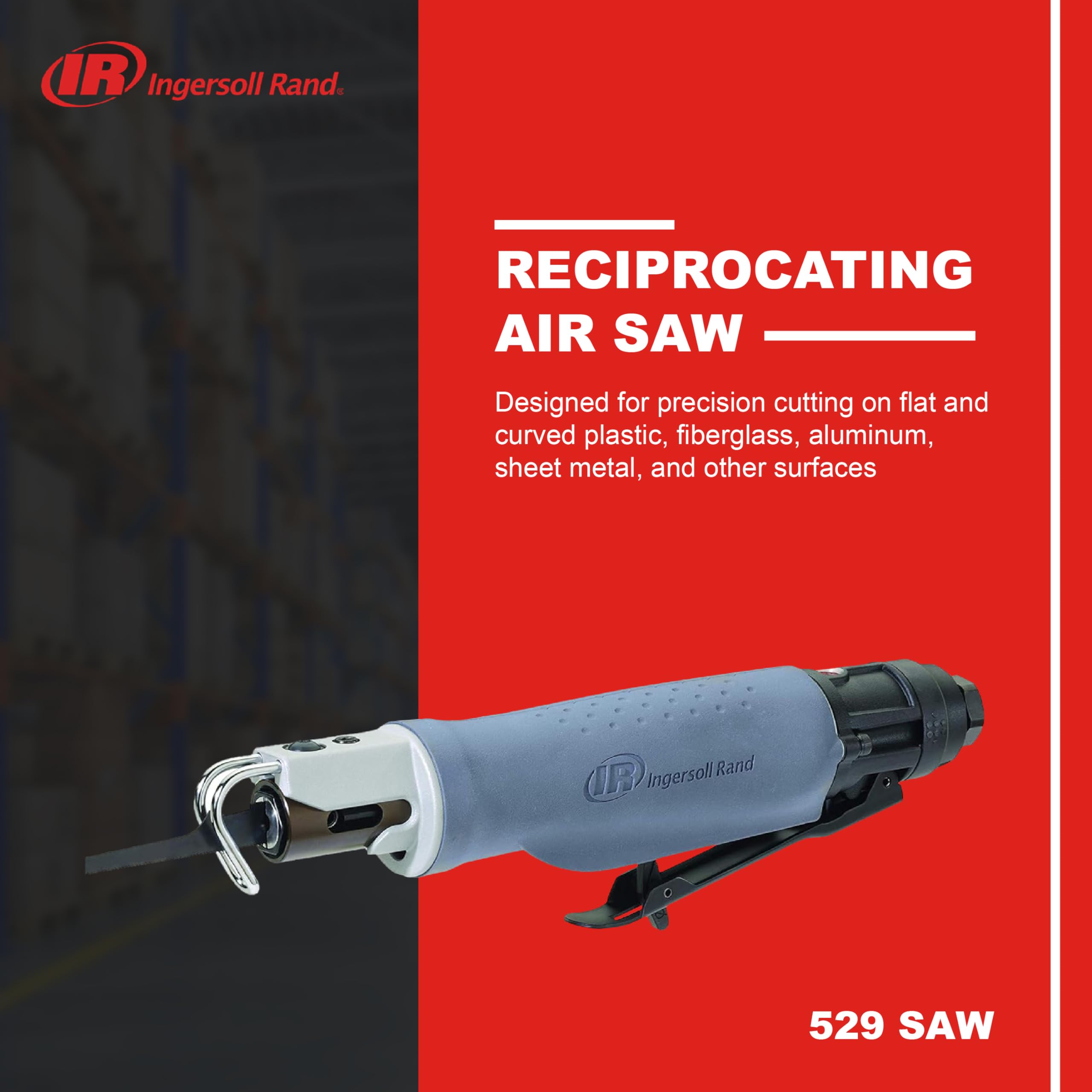 Ingersoll Rand 529 Vibration Reduced Reciprocating Air Saw, 3/8" Stroke Length, 9,500 Strokes Per Minute, 1.5 lbs