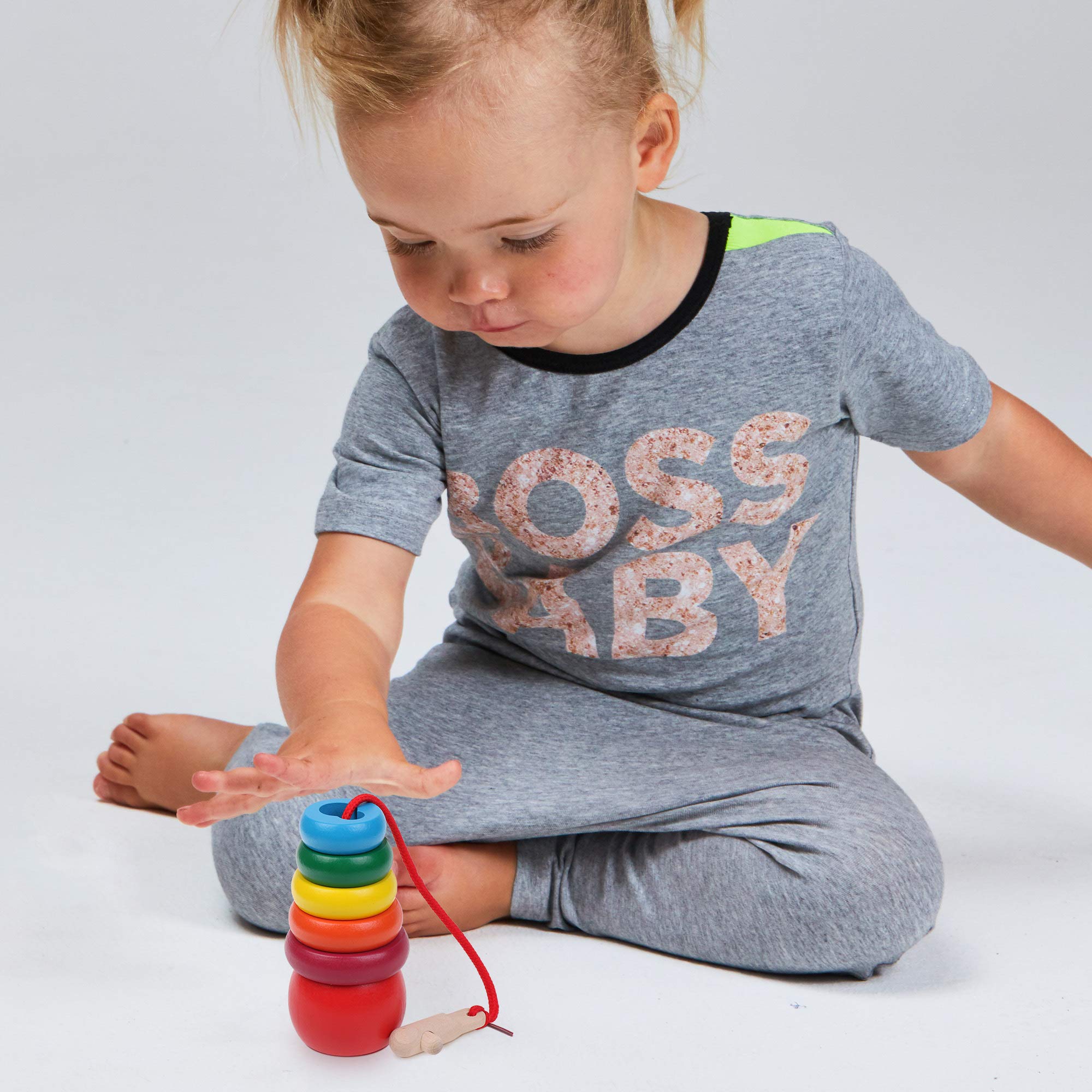 Boxiki kids Wooden Stacking Ring Toy - Stack and Learn with This Toddler Stackable Toys. Colorful Rainbow Stacking Rings - Perfect Baby Toys for Kids of All Ages!
