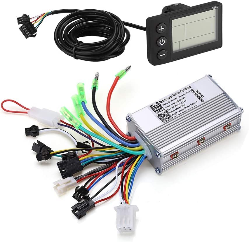 Brushless Motor Controller,36V 48V 350W Waterproof Electric Bicycle Scooter Ebike Brushless Controller Kit with LCD Display Meter