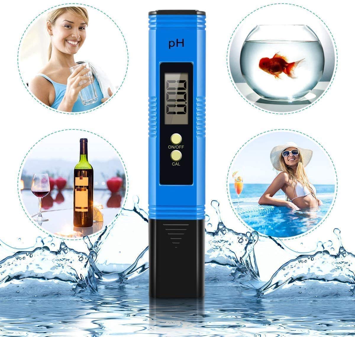 Digital PH Meter, PH Meter 0.01 Resolution Pocket Size High Accuracy Water Quality Tester,Accuracy Pocket Size with 0-14 PH Measurement Range,Suitable for Aquariums, Swimming Pools