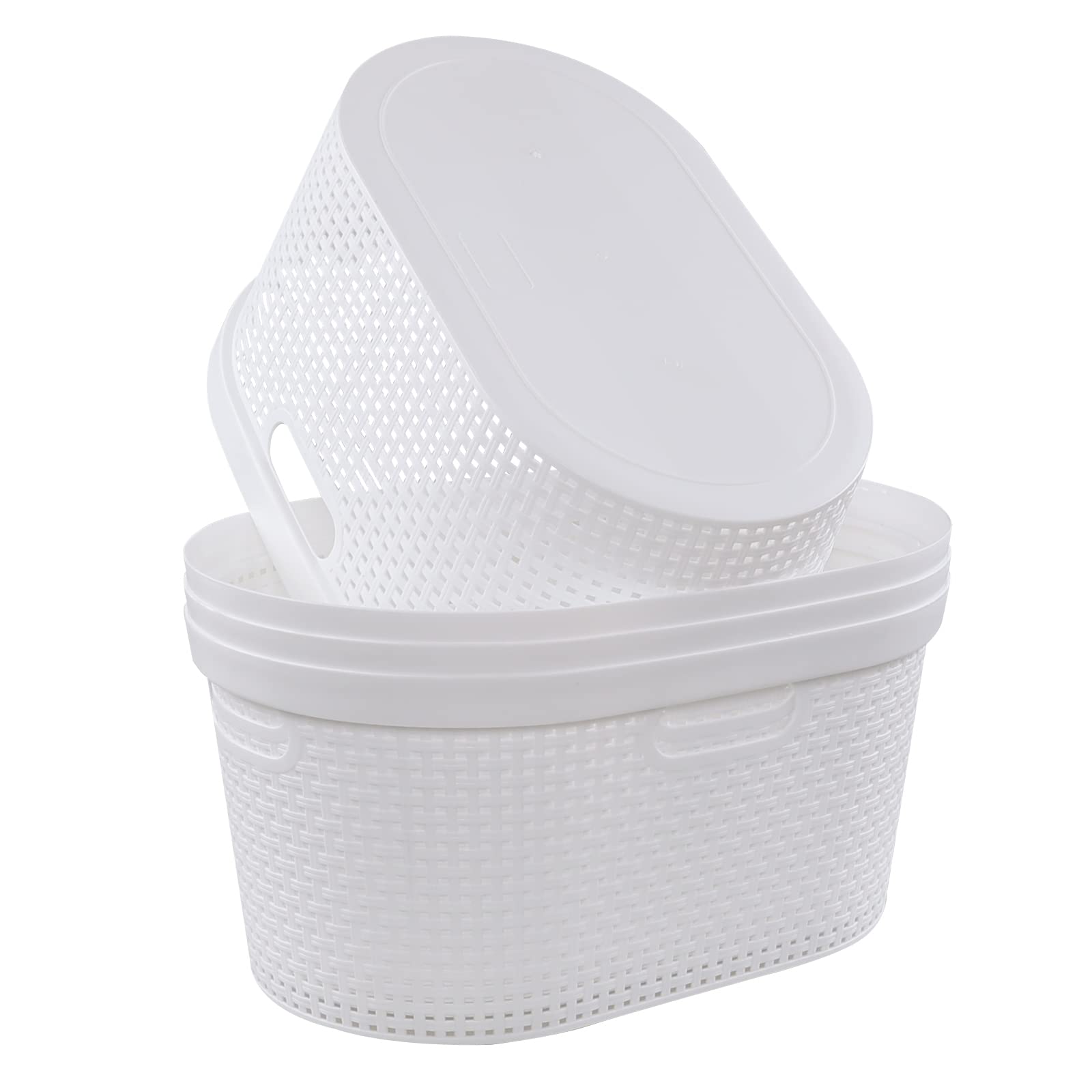 Vcansay 42 L Hip Hugger Laundry Basket, White Plastic Dirty Clothes Basket, 4-Pack