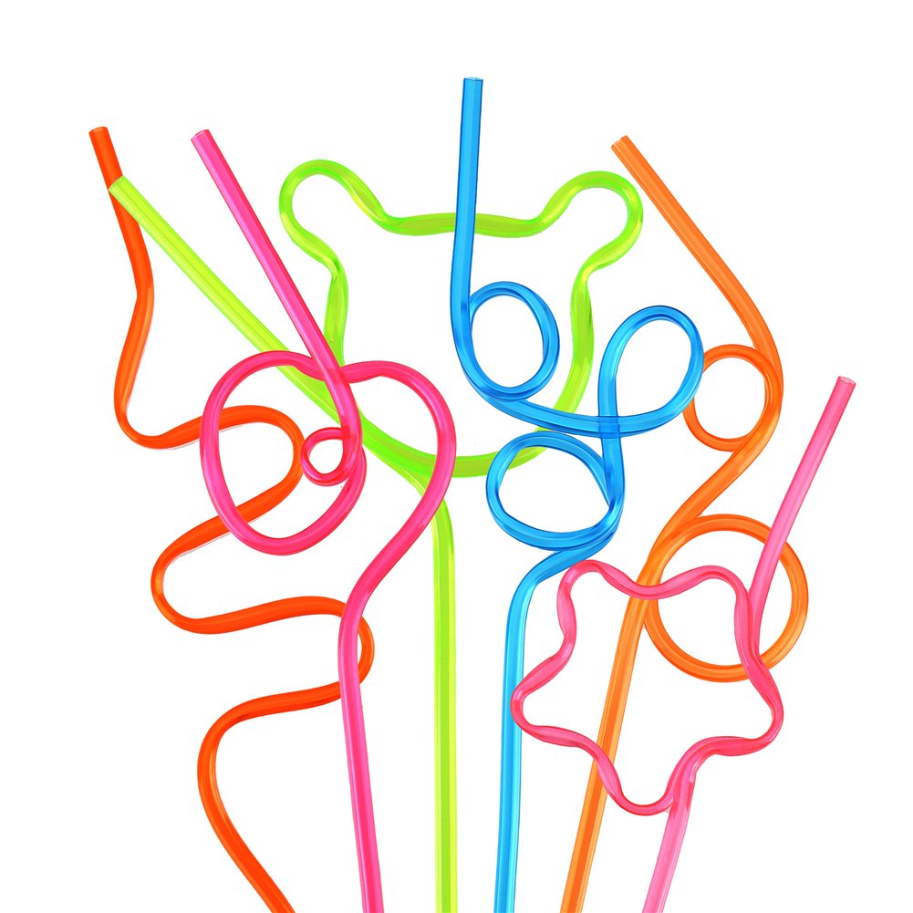 DECORA 36 Pieces Crazy Loop Straws Reusable Plastic Straws Drinking for Summer Party, Birthday, Wedding, Baby Shower