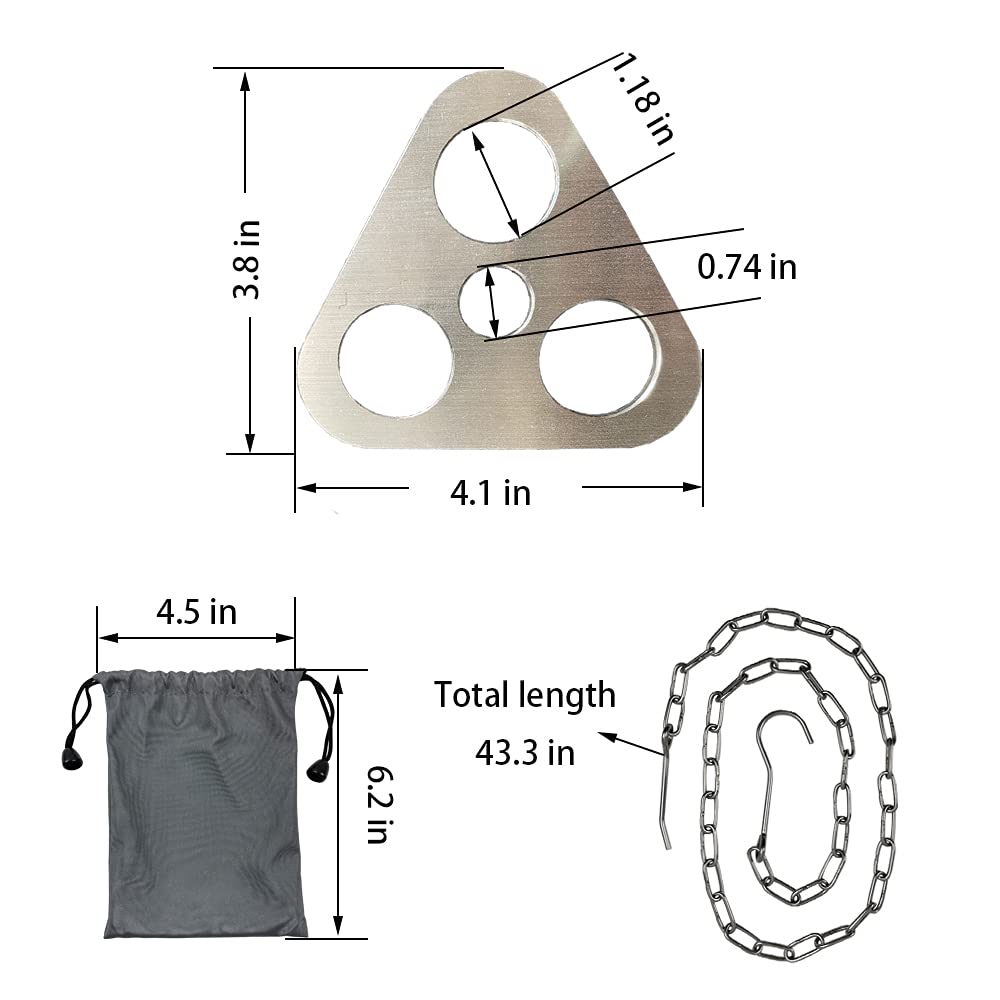 Campfire Tripod Board Camping Tripod for Cooking Stainless Steel Campfire Support Plate Portable Tripod Grill Accessories with Adjustable Chain for Hanging Cookware Lantern