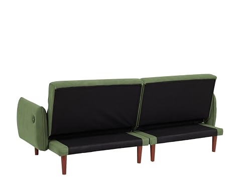 Convertible Sofa Bed Adjustable Sleeper Loveseat Couch Modern Corduroy Upholstered Recliner Reversible Love Seat Folding Daybed , Detachable Sofá into 2 Singel Chairs with Wooden Legs & USB Ports