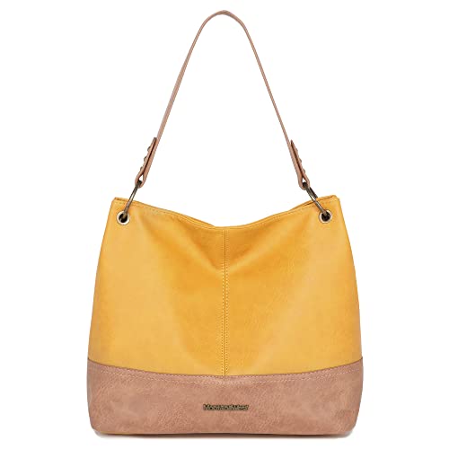 Montana West Large Hobo Bag Leather Purses and Handbags for Women Top Handle Shoulder Satchel Handbags Fashion Ladies Designer Handbags with Pockets Zipper Leather Tote Purse for Women MWC-047YL