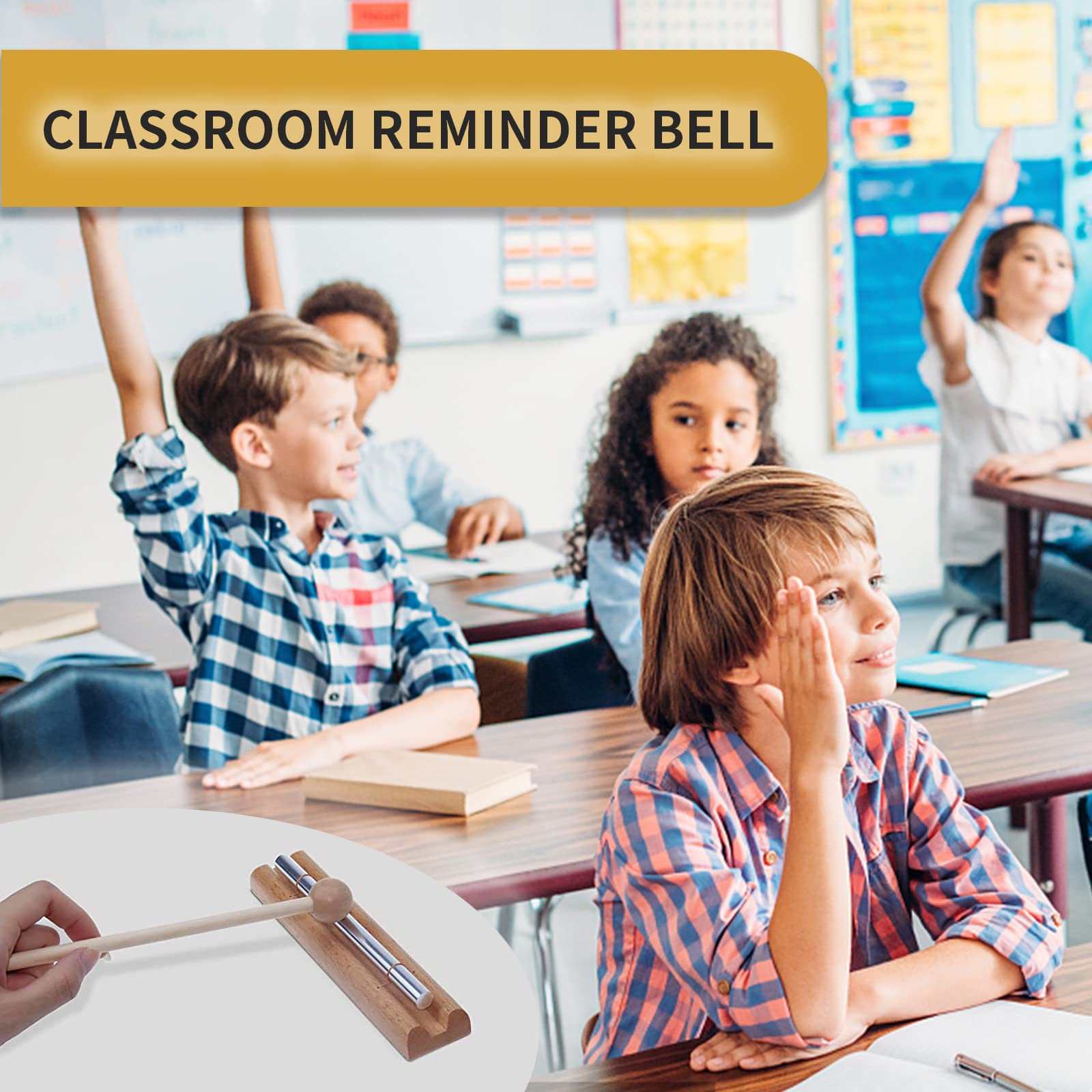 Classroom Chime Meditation Solo Hand Bell Percussion Instrument Teacher Tools Reminder Bell for Classroom Management, Meditation