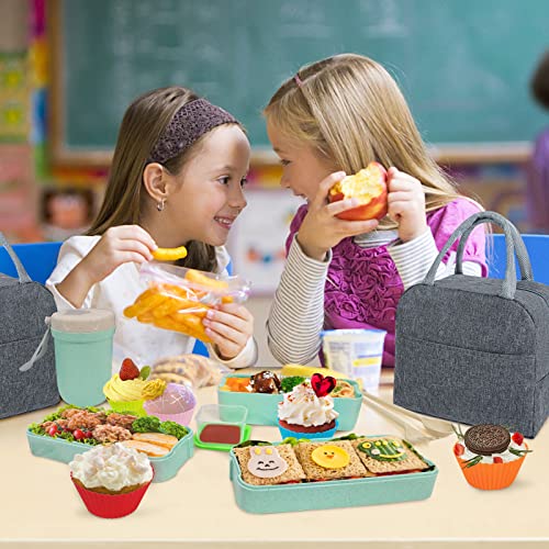 Korlon 30 Pcs Bento Box Adult Lunch Box Kit, 3-In-1 Compartment Japanese Lunch Box Kids with Spoon & Fork, 3 Layer Stackable Lunch Containers for Adults