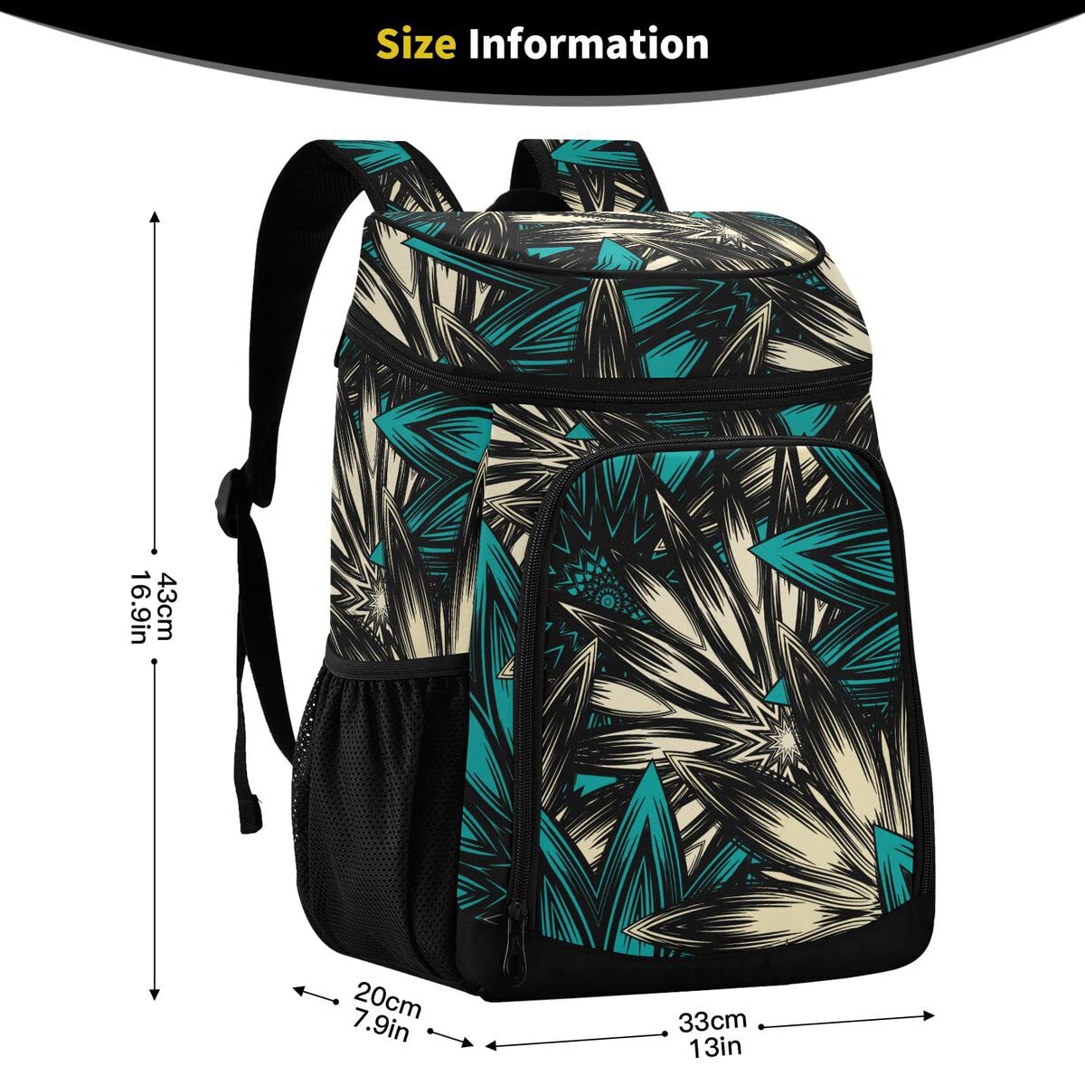 Boho Floral Cooler Backpack Leakproof Backpack Cooler Insulated Lunch Cooler Bag 30 Cans Camping Coolers for Beach Camping Hiking