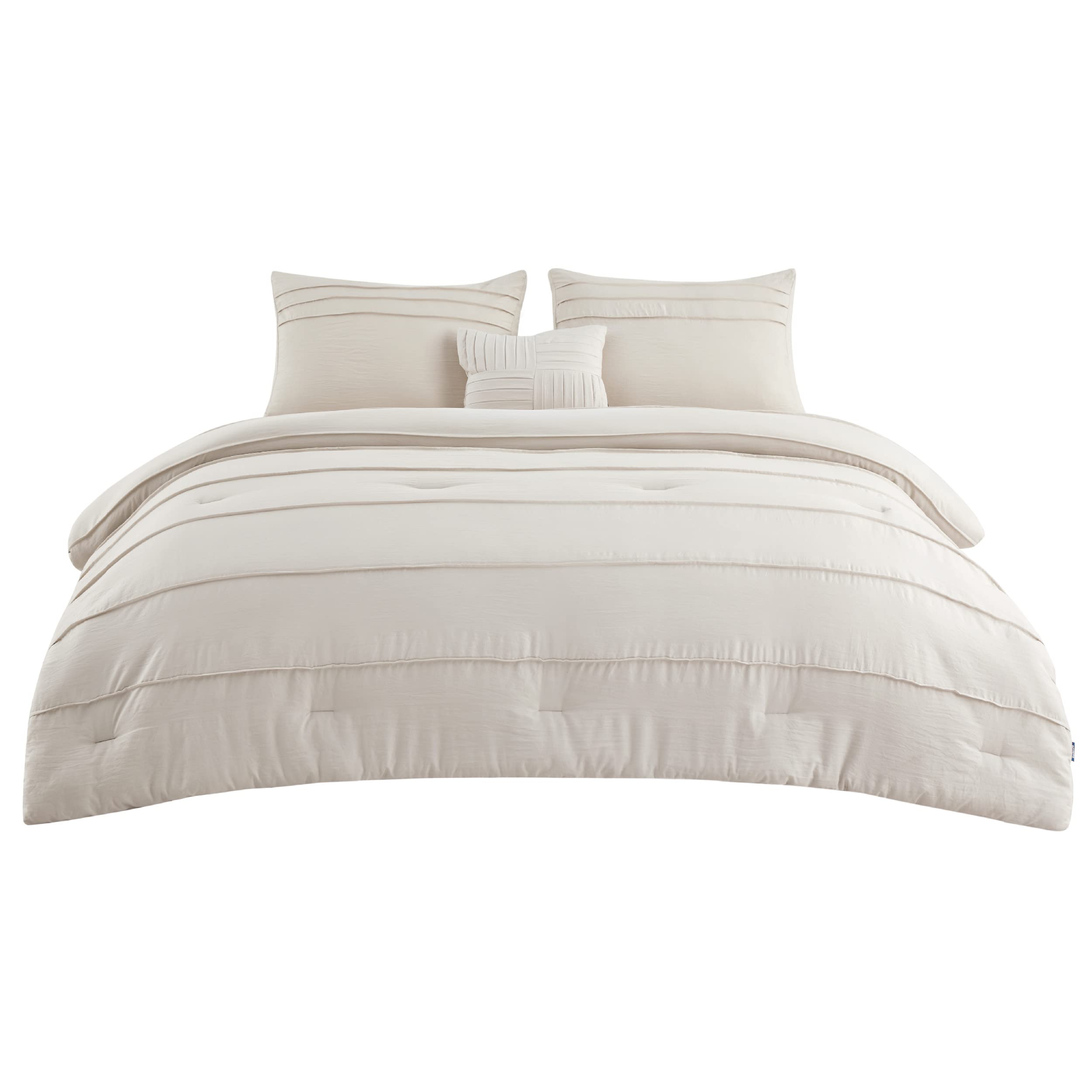 Bedsure Yellow Queen Comforter Set - 4 Pieces Pinch Pleat Bed Set, Down Alternative Bedding Sets for All Season, 1 Comforter, 2 Pillowcases, 1 Decorative Pillow