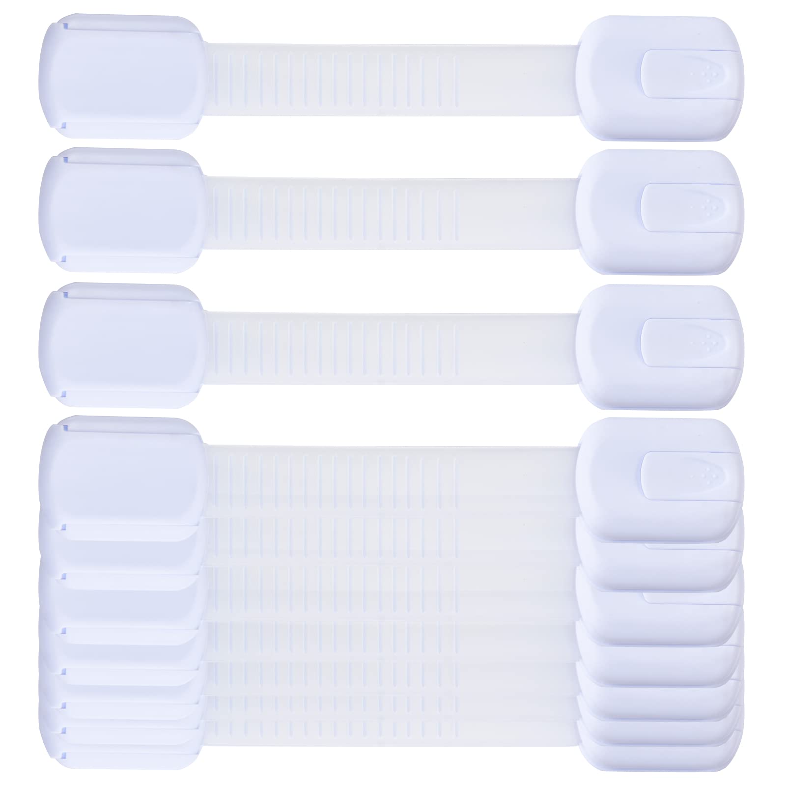 Child Safety Locks (10 Pack White) Baby Locks for Cabinets and Drawers, Toilet, Fridge & More. 3M Adhesive Pads. No Screws & Magnets