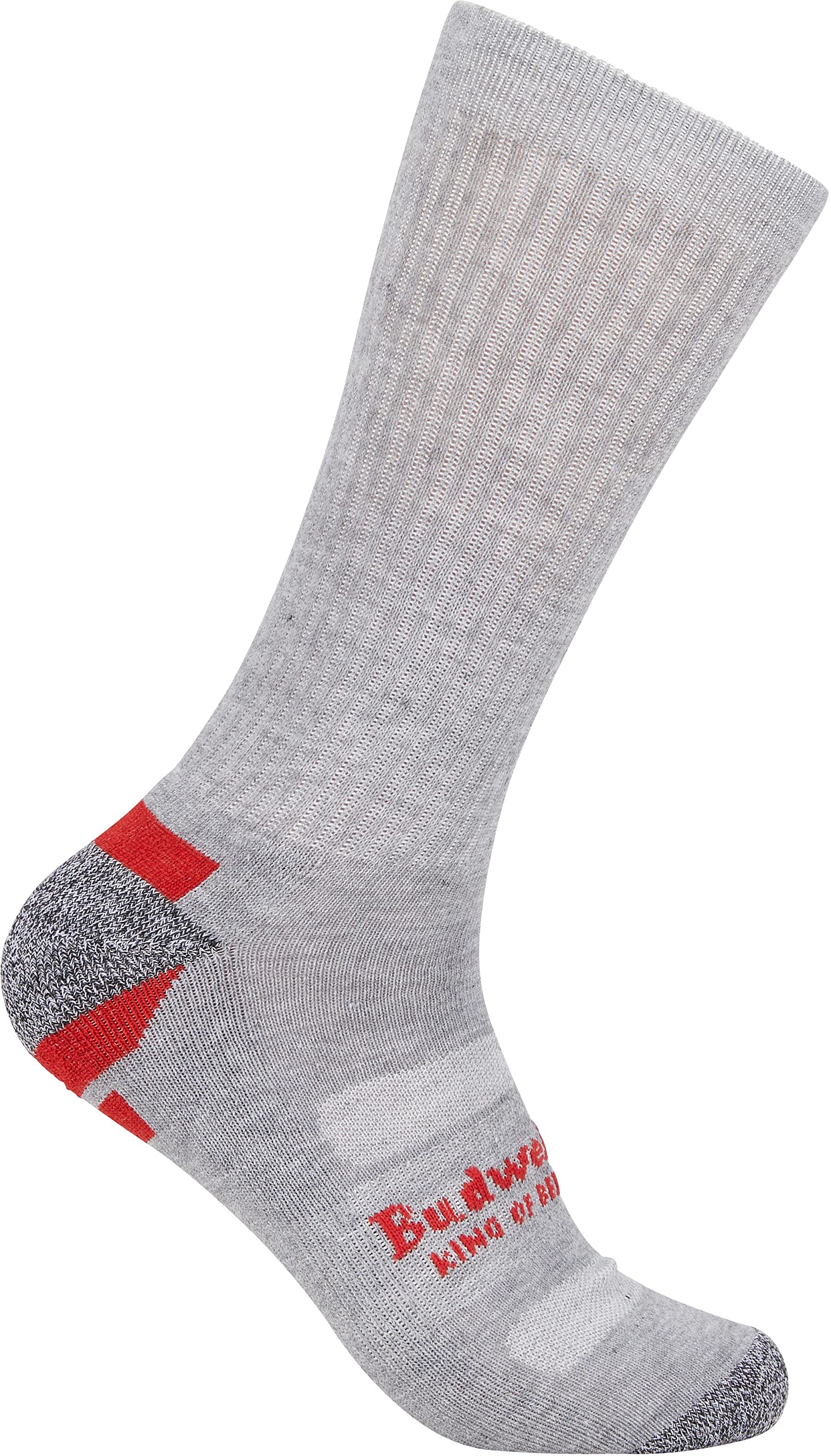 Budweiser Mens 10 Pair Pack Athletic Crew Cushion Socks - One Size Fits All Black/Grey/White