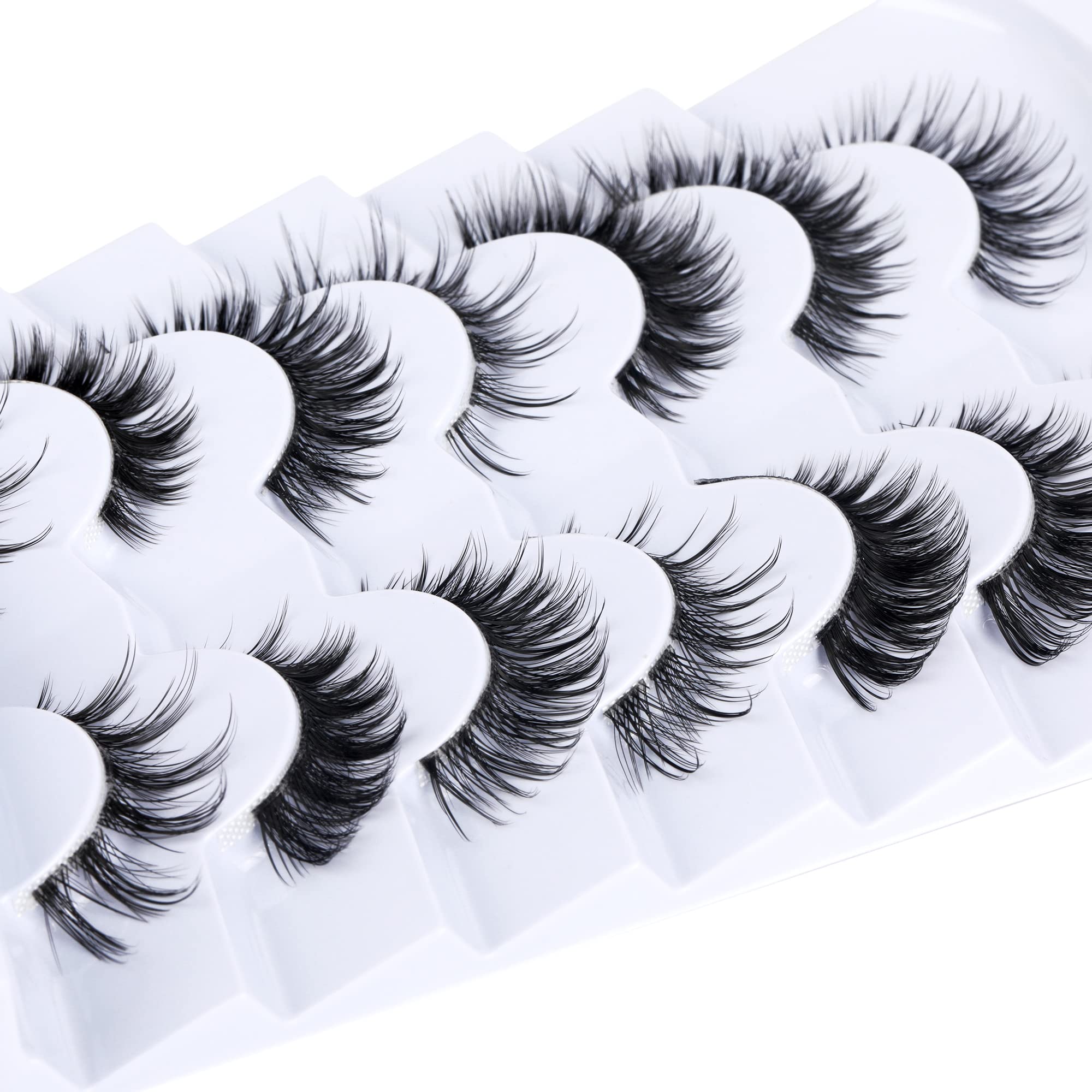 Clear Band Cluster Lashes Individual DIY Eyelash Extension 7 Styles Lashes Natural look Wispy Manga Lashes Individual Pawotence 16mm 17mm Soft Reusable False Eyelashes 7 Pairs Pack