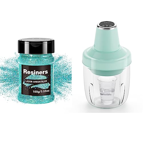 Resiners Holographic Ultra Fine Glitter Powder and Resin Bubble Remover - Metallic Epoxy Resin Glitter & -95kPa Vacuum Degassing Chamber, Epoxy Resin Airless Machine for Arts Crafts Jewelry M